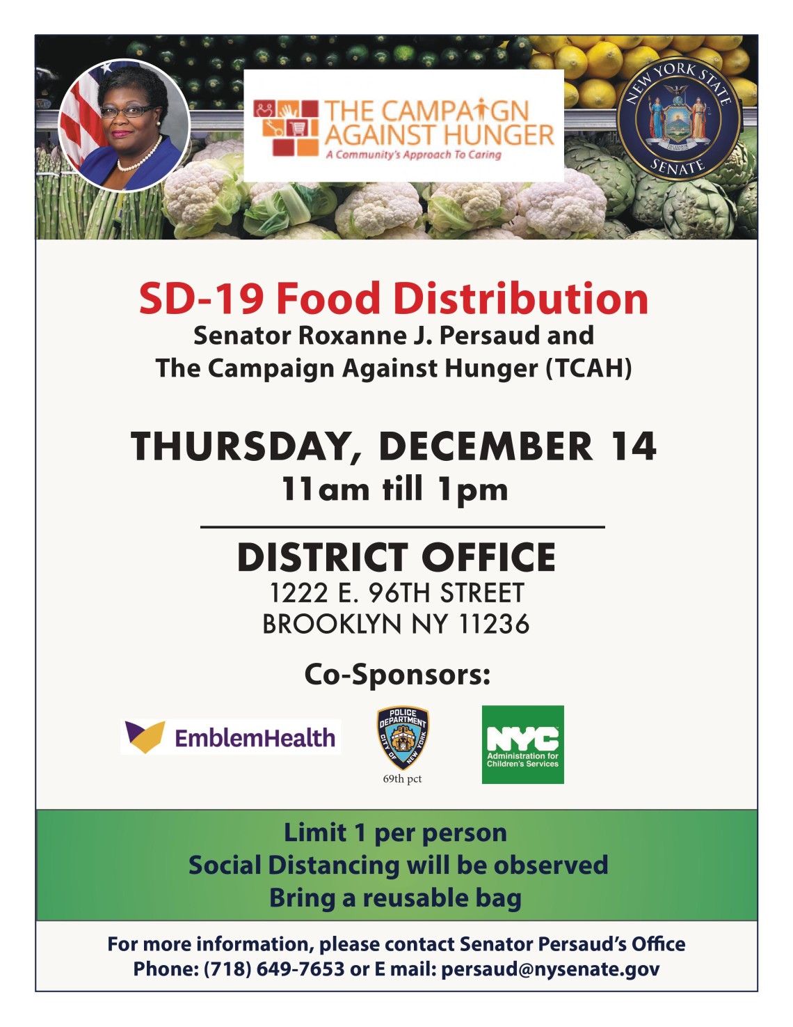 EVENT REMINDER TOMORROW: SD-19 FOOD DISTRIBUTION FROM 11AM TO 1PM!
